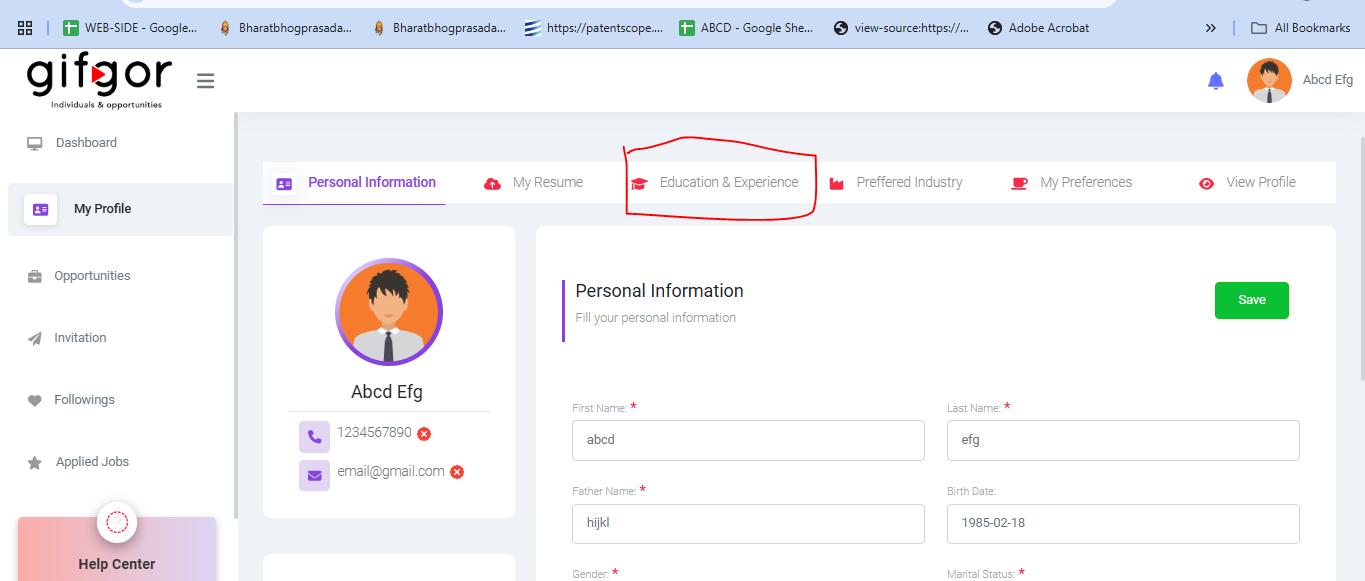 How to Add Education and Experience - Gifgor : AI-Powered Job Portal ...